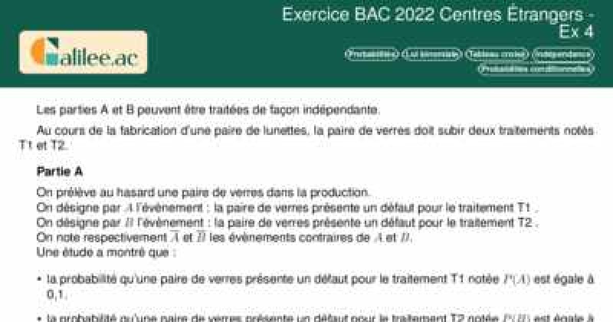 Sujet Bac Corrigé - Probabilités et Loi binomiale - Centres Étrangers ...