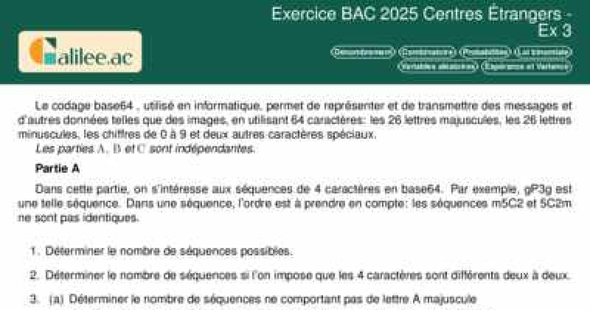 Sujet Bac Corrigé - Dénombrement et Probabilités - Centres Étrangers ...