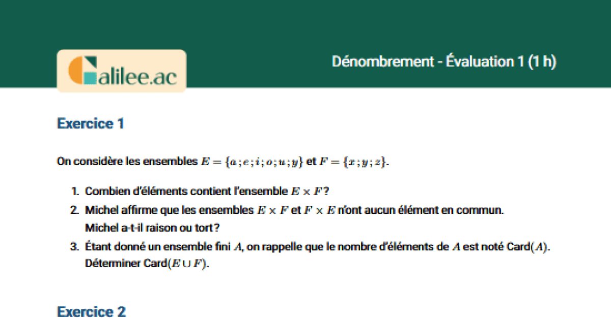 Contrôle dénombrement plutôt facile - Corrigé PDF